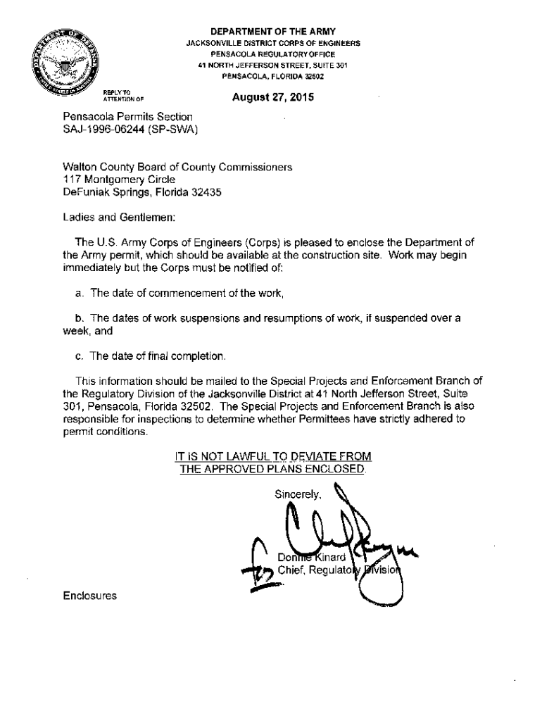 Fillable Online Department of the Army permit: Regional general ... Fax ...