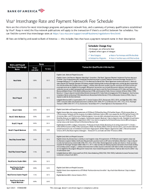 Fillable Online Visa Interchange Rate and Payment Network Fee Schedule ...