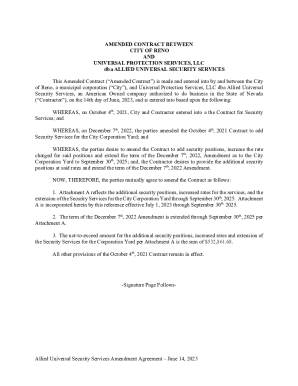Fillable Online Allied Universal Security Services Amendment Agreement ...