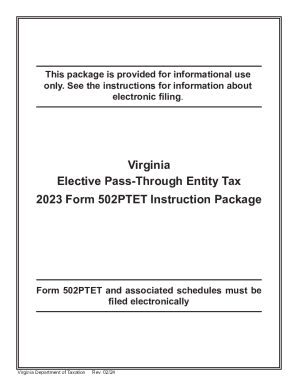 Fillable Online Virginia Form 502 PTET Number and Types of owners Error ...