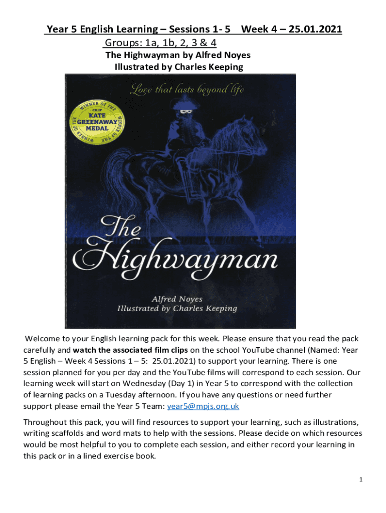 Fillable Online The Highwayman by Alfred Noyes , Illustrated by Charles ...