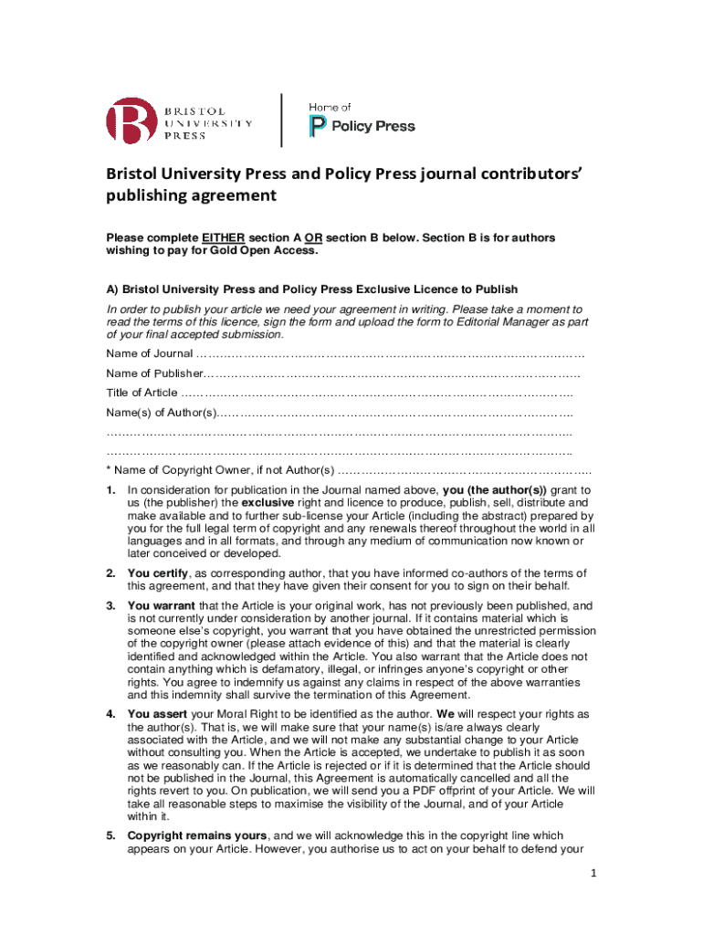 Fillable Online bup-pp-journals-contributor-agreement- ... Fax Email Print - pdfFiller