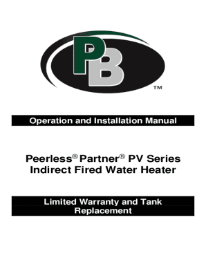 Fillable Online Peerless Partner PV Series Indirect Fired Water Heater ...