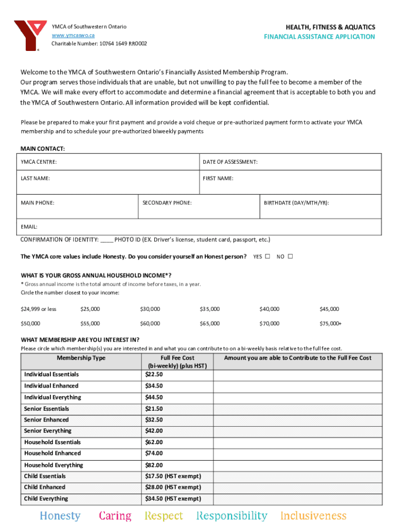 Fillable Online YMCA of Southwestern Ontario Fax Email Print - pdfFiller