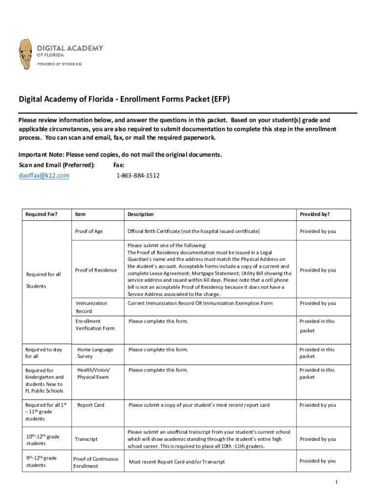 Fillable Online Fillable Online Digital Academy of Florida- Enrollment ...