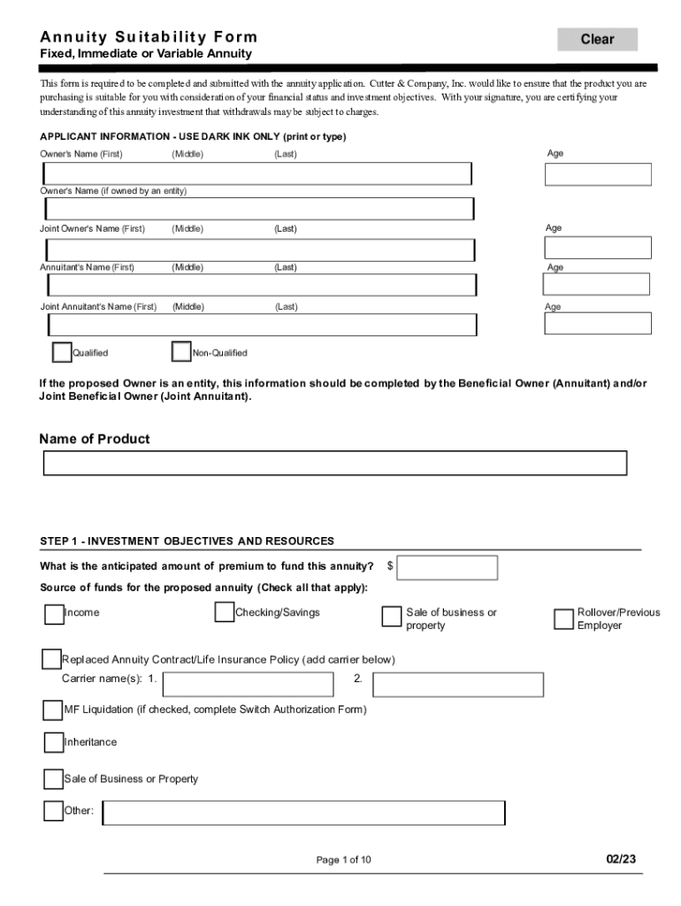 Fillable Online Annuity Suitability Guidelines & Best Interest Standard ...