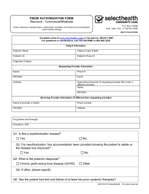 Fillable Online Rezurock - Commercial/Medicaid Fax Email Print - pdfFiller