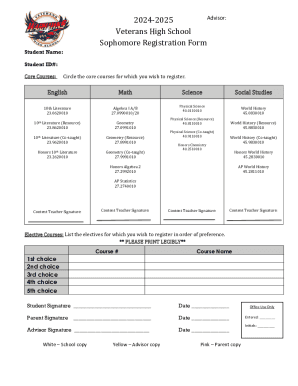Fillable Online 2024-2025 Veterans High School Sophomore Registration ...