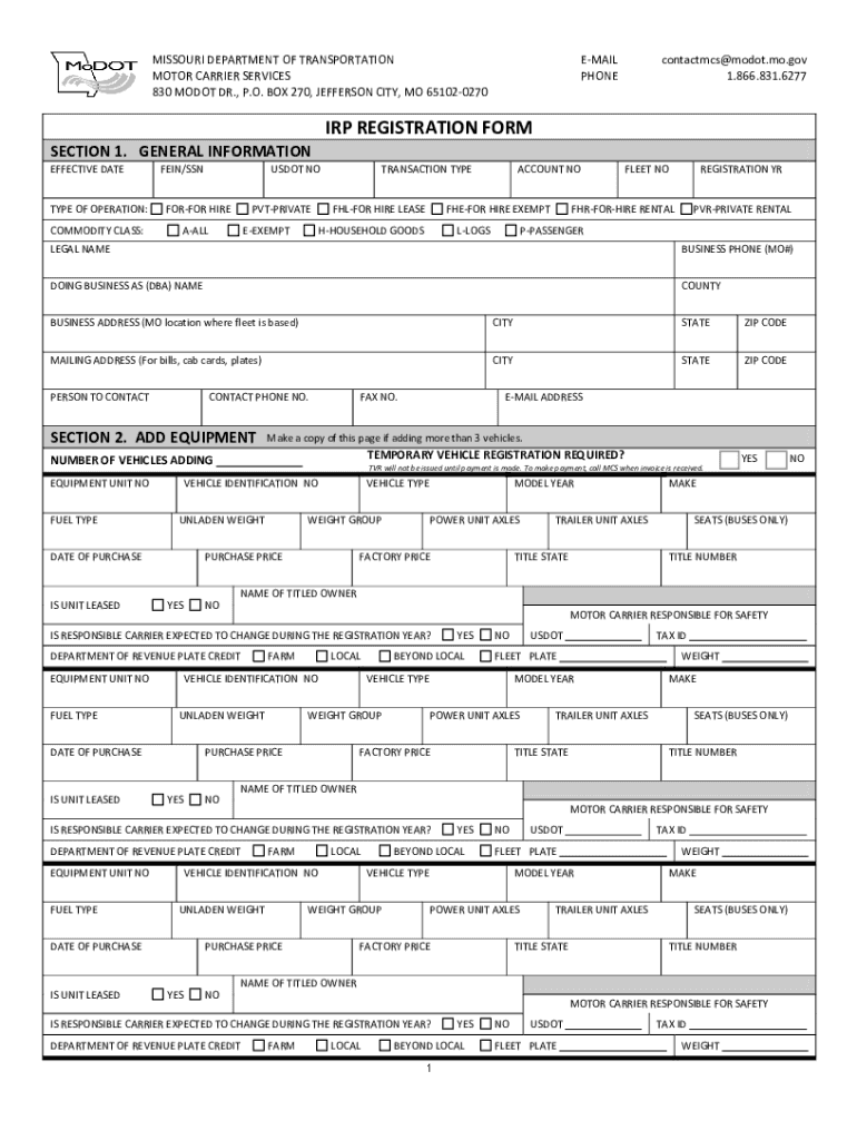 2023-2025 MO IRP Registration Form Fill Online, Printable, Fillable ...