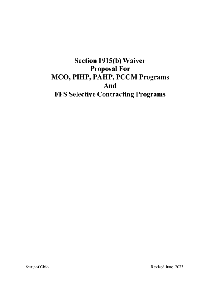 Fillable Online Section 1915(b) Waiver Proposal For The PCCM Entity ... Fax Email Print - pdfFiller