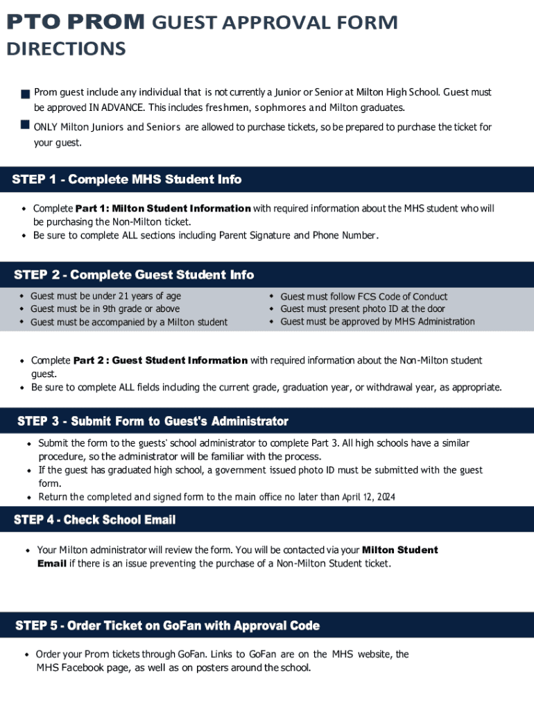 Fillable Online non-milton student guest approval form directions Fax ...