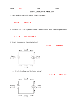 Fillable Online OHMS LAW PRACTICE PROBLEMS Fax Email Print - pdfFiller