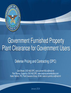 Fillable Online Government Furnished Property Plant Clearance for ...