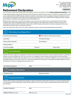 Fillable Online MEPP Retirement Declaration Form Fax Email Print ...