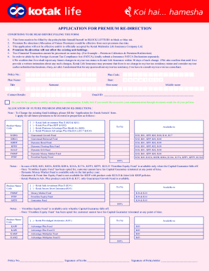 Fillable Online Fund Switch and Premium Redirection Form - Tokio Marine ...