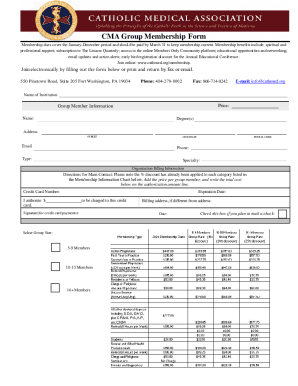 Fillable Online CMA Group Membership Form Fax Email Print - pdfFiller