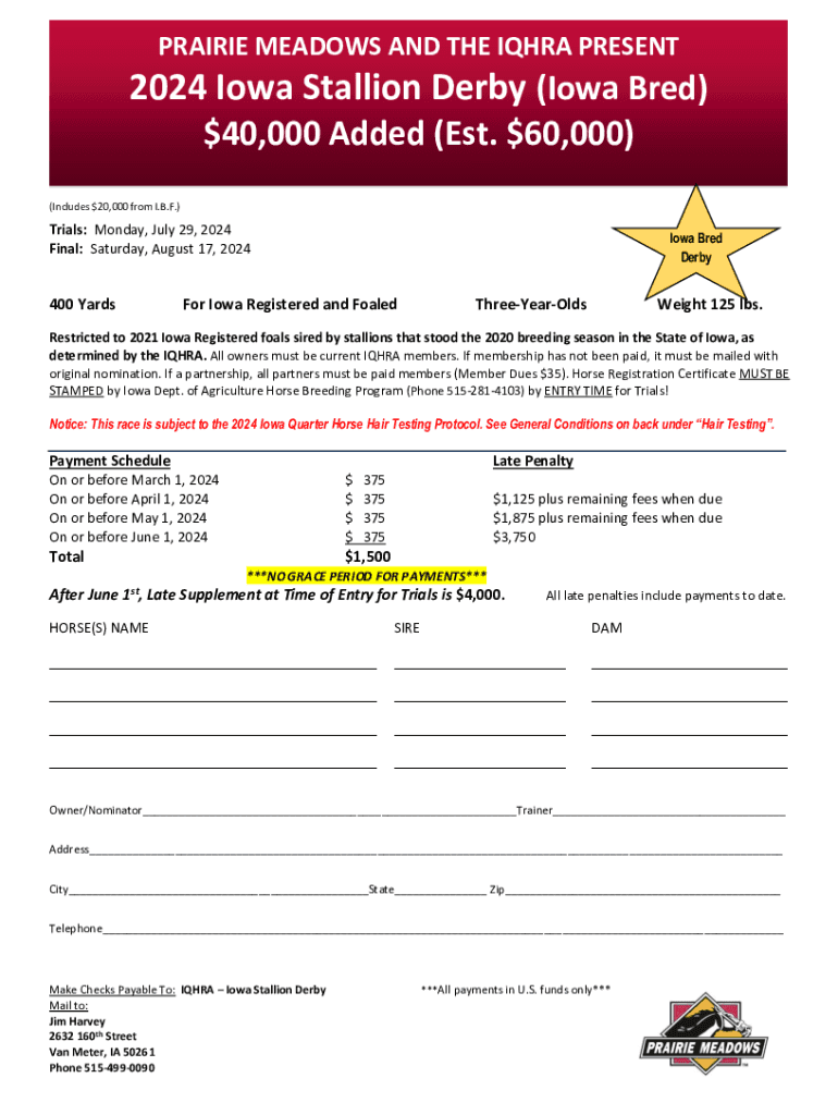 Fillable Online How Did He Do That Gets Win After Iowa Derby Dead-Heat ...