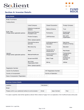 Fillable Online Application Form: Legal EntitiesRetail Hedge Fund Fax ...