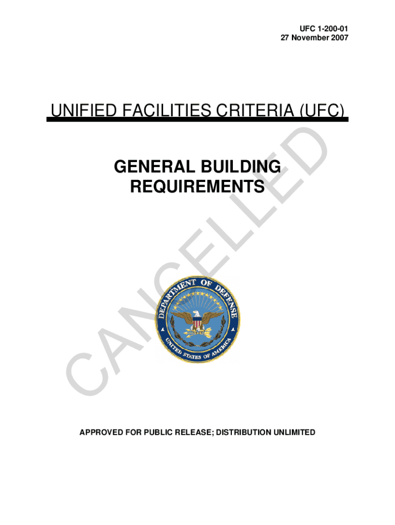 Fillable Online UFC 1-200-01 General Building Requirements; replaced by ...