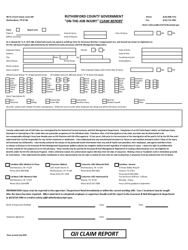 Fillable Online OJI CLAIM REPORT Fax Email Print - pdfFiller