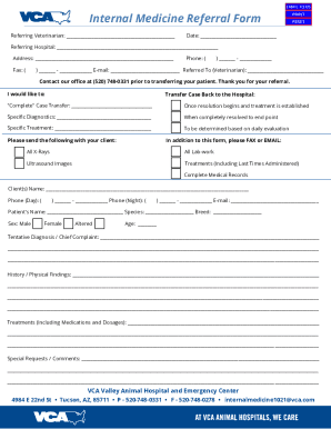 Fillable Online Internal Medicine Referral Form - Tucson Fax Email ...