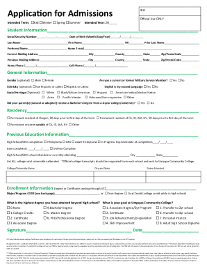 Fillable Online PIERCE COLLEGE ADMISSIONS FORM - ctc.edu Fax Email Print - pdfFiller