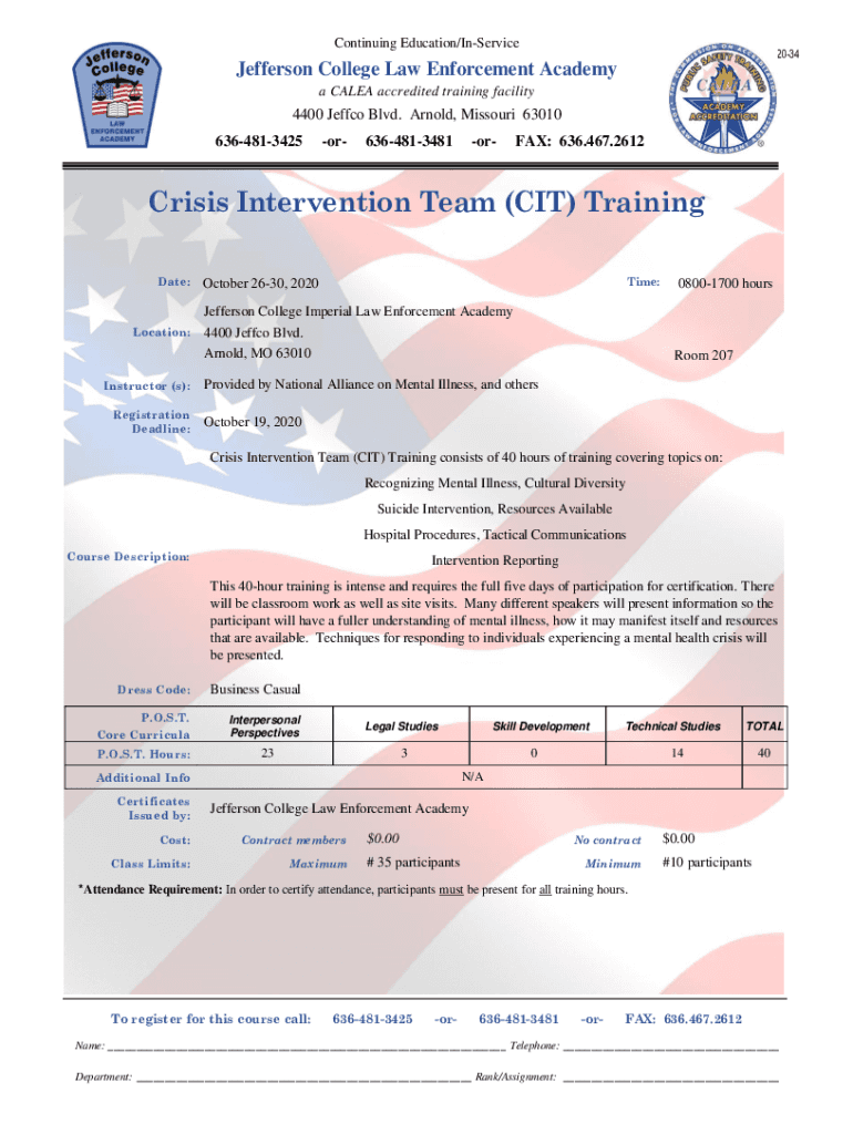 Fillable Online a CALEA accredited training facility Fax Email Print ...