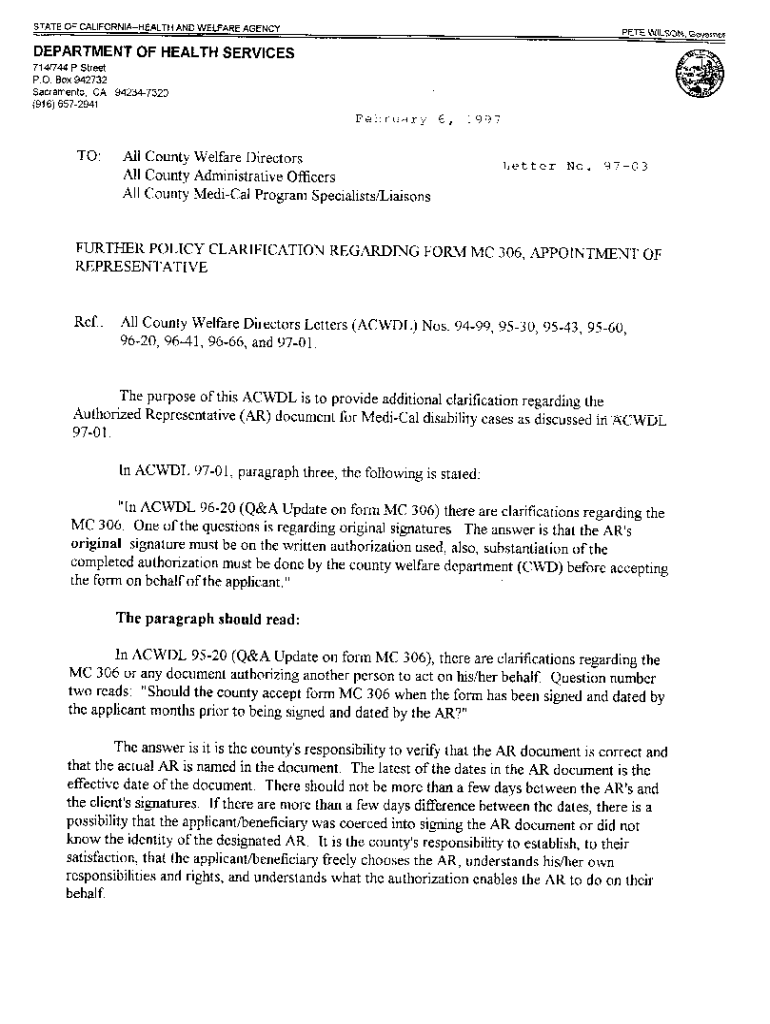 Fillable Online FURTHER POLICY CLARIFICATION REGARDING FORM MC 306 ...