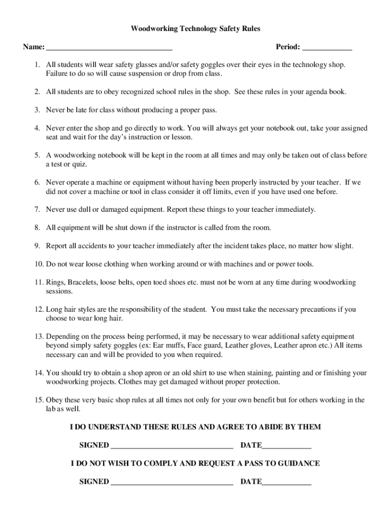 Fillable Online Test: Wood Technology Safety Quiz Fax Email Print ...
