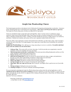 Fillable Online Insight Into Woodworking Classes Fax Email Print - pdfFiller