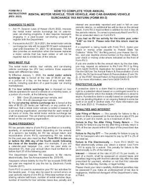 Fillable Online Form RV-3 Instructions, Rev. 2023, Rental Motor Vehicle ...