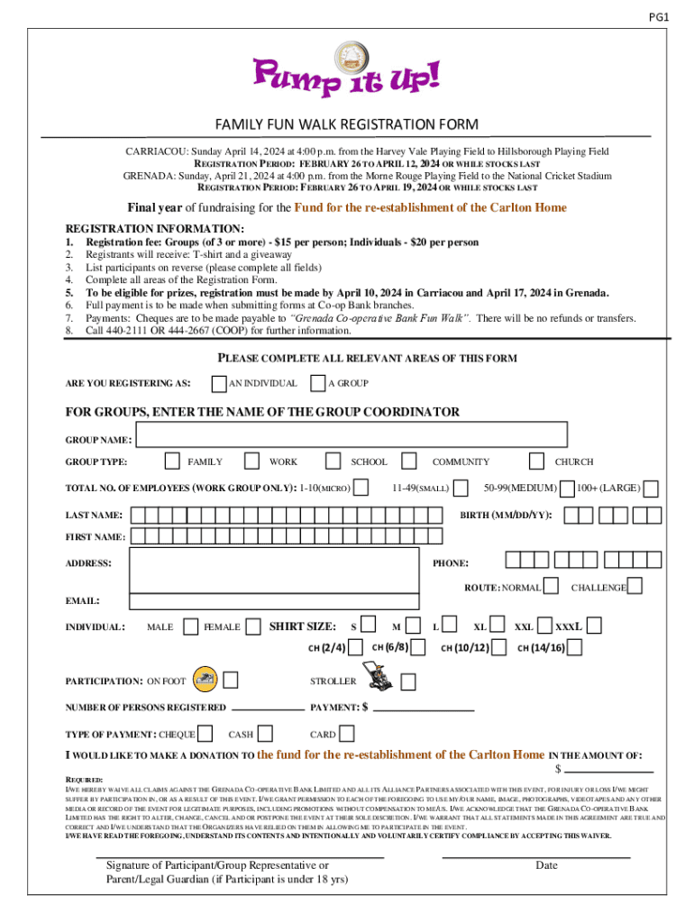 Fillable Online FAMILY FUN WALK REGISTRATION FORM Fax Email Print ...