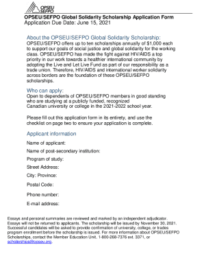 Fillable Online Apply now for OPSEU scholarships Fax Email Print ...