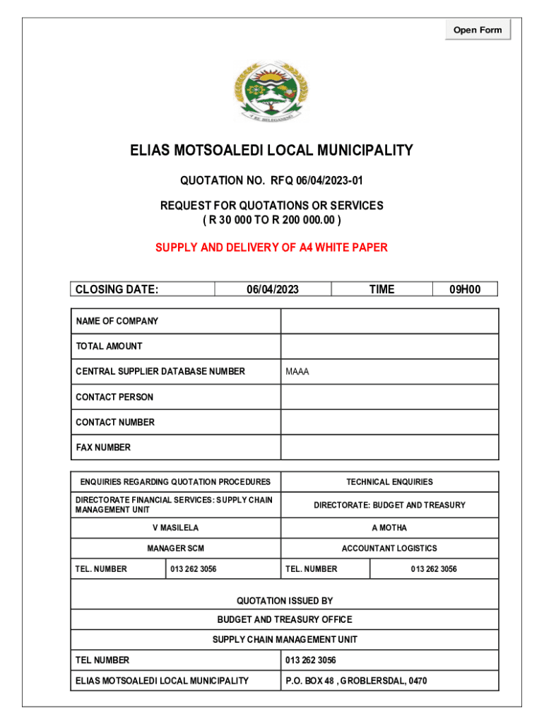 Fillable Online rfq - stationery Fax Email Print - pdfFiller