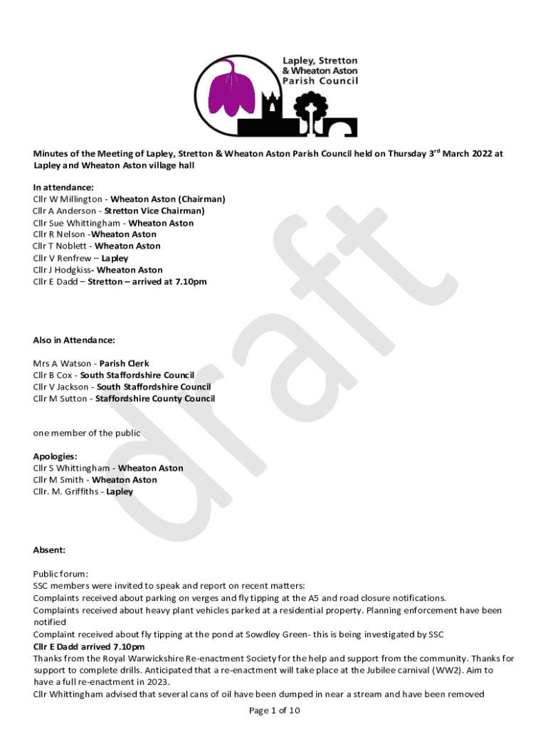 Fillable Online wheatonastonparishcouncil gov Lapley, Stretton and ...
