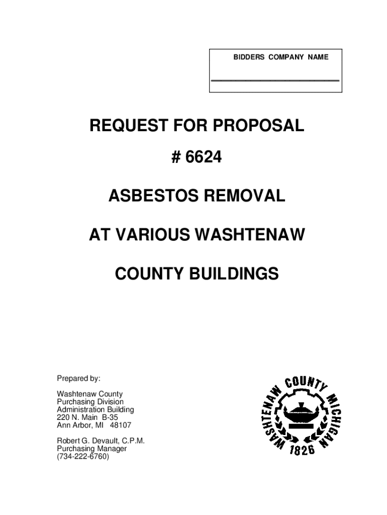 Fillable Online REQUEST FOR PROPOSAL # 6624 ASBESTOS REMOVAL AT ... Fax ...