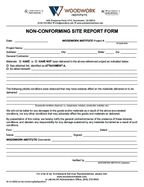 Fillable Online NON-CONFORMING SITE REPORT FORM Fax Email Print - pdfFiller