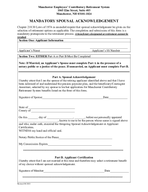 Fillable Online MANDATORY SPOUSAL ACKNOWLEDGEMENT Fax Email Print - pdfFiller