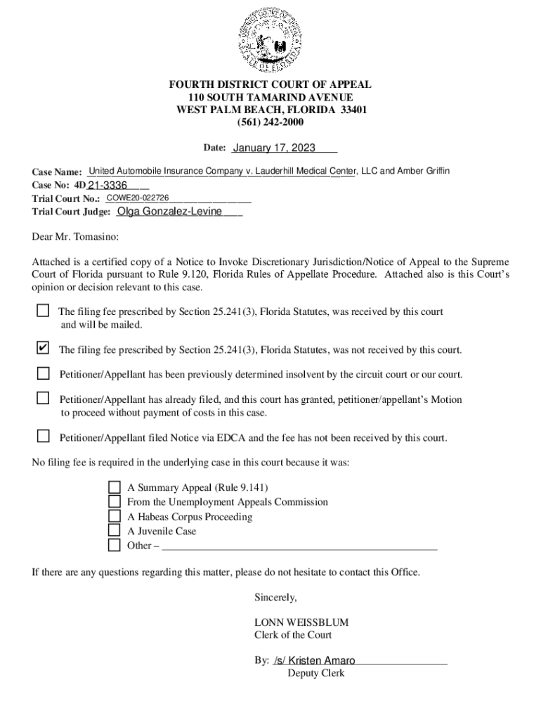 Fillable Online 4D21-3336 L.T. CASE NO - Supreme Court of Florida ...