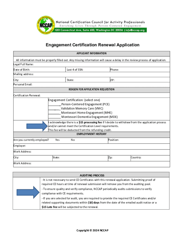 Fillable Online ACTIVITY CERTIFICATION RENEWAL & LEVEL CHANGE ... Fax ...