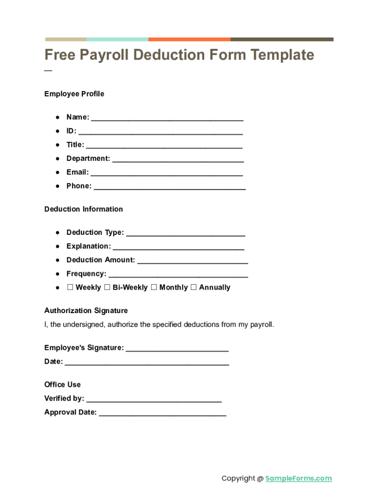 Fillable Online Free Payroll Deduction Form Template Fax Email Print ...