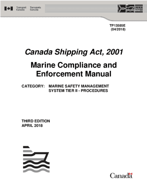 Fillable Online Marine Safety Management System - TP 13585 E: Tier I ...