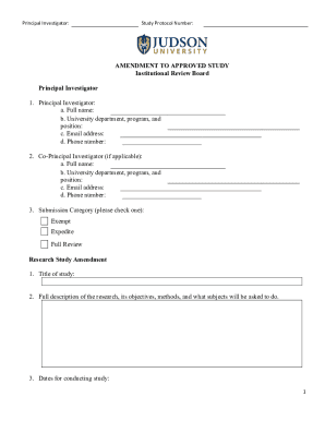 Fillable Online IRB Amendment Form.docx Fax Email Print - pdfFiller