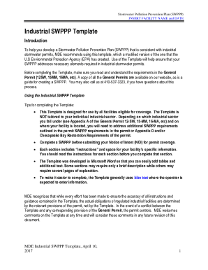 Fillable Online Industrial SWPPP Template Introduction Fax Email Print ...