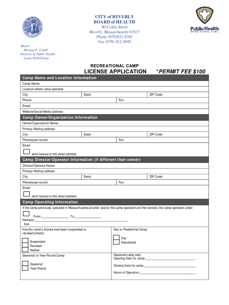 Fillable Online the Camp Application Fax Email Print - pdfFiller
