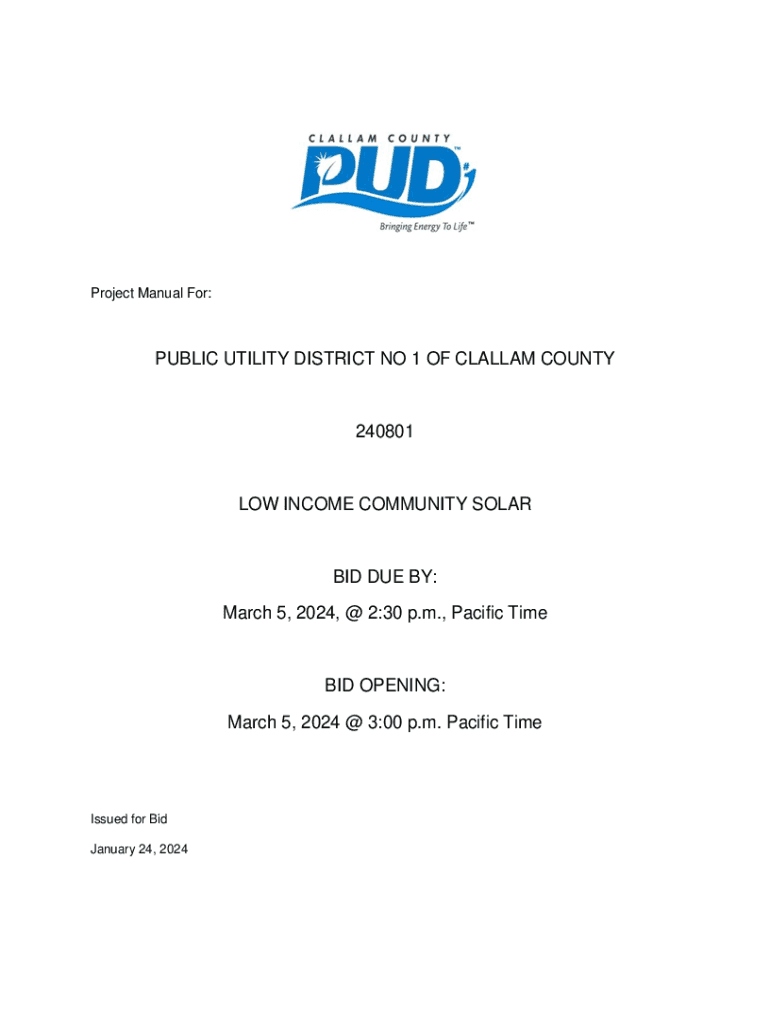 Fillable Online Clallam County Public Utility District's solar project ...