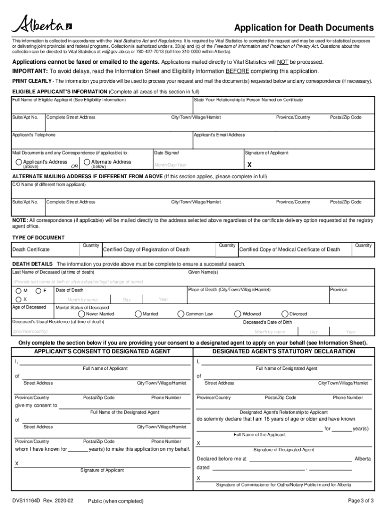 Canada death certificate application: Fill out & sign online | DocHub
