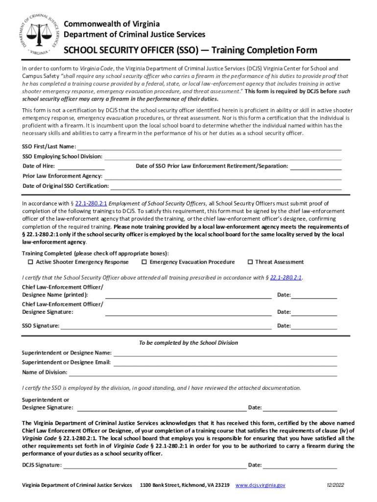 Fillable Online School Security Officer (SSO) Re-Certification ...