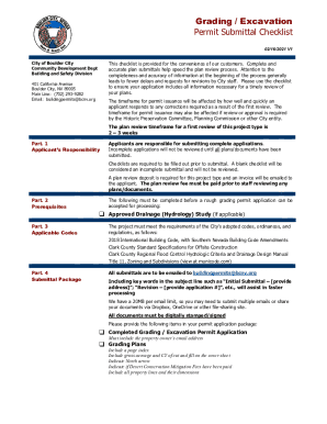 Fillable Online Grading / Excavation Permit Submittal Checklist Fax ...