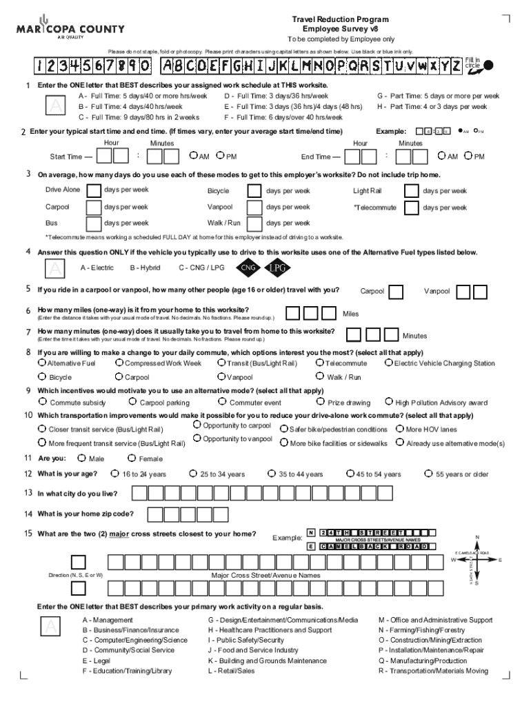 Fillable Online Travel Reduction Program Employee Survey v8 Fax Email ...